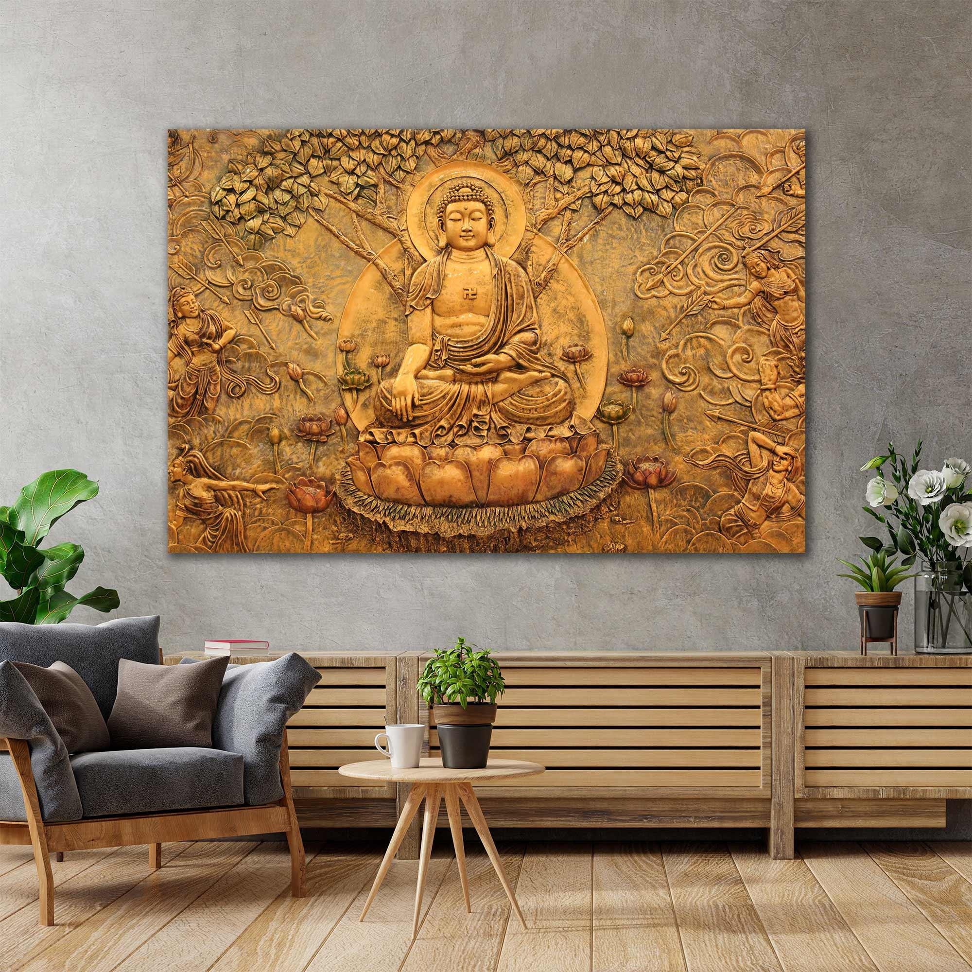 Buddha Statue Tree of Life Yoga Tranquility Decorative Roll | Inspire ...