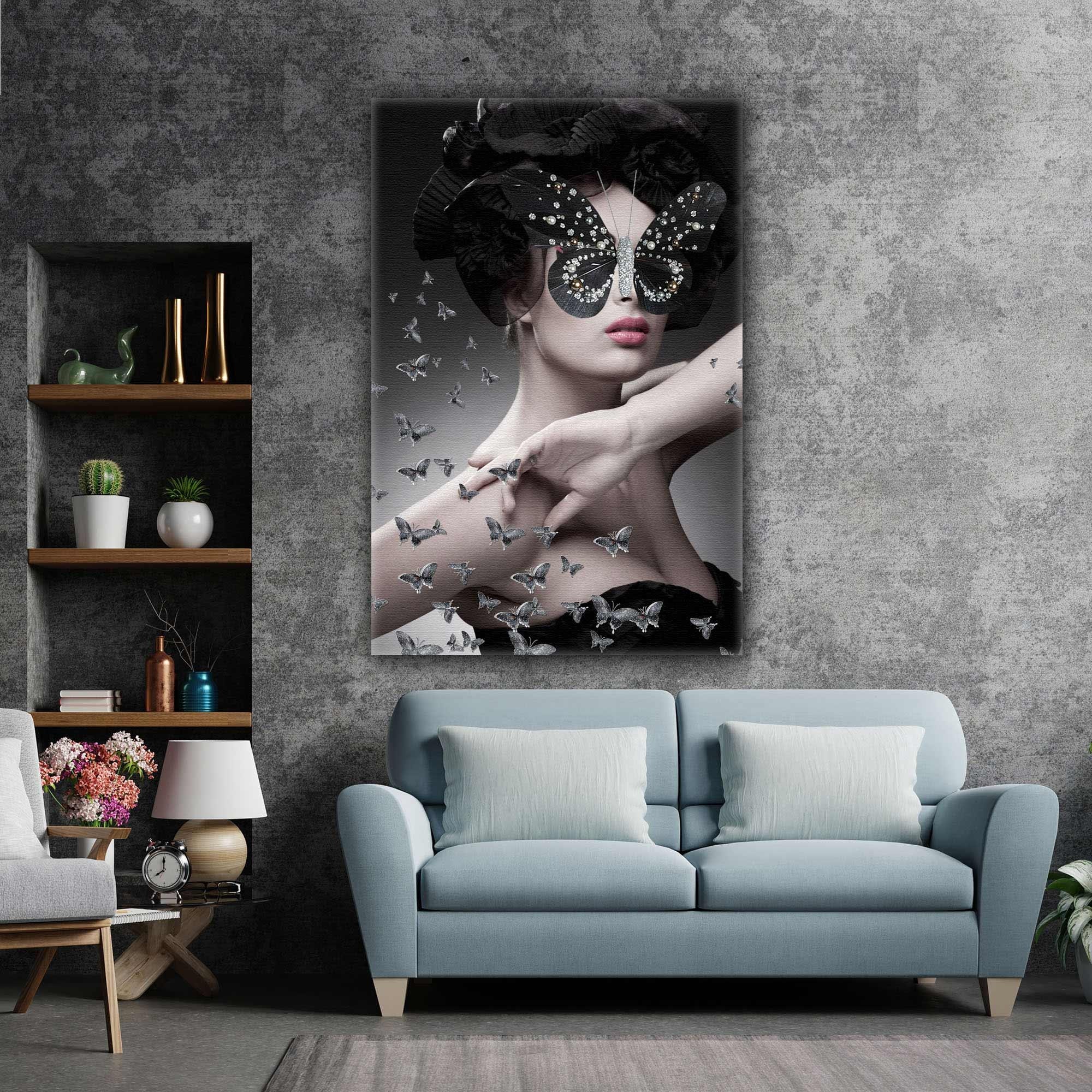 Butterfly Eyed Woman Model Mask Woman Roll Up Canvas, Stretc | Inspire ...