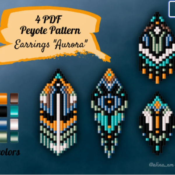 PDF brick stitch Bead Pattern "Aurora"/ Pattern for earrings | Inspire ...