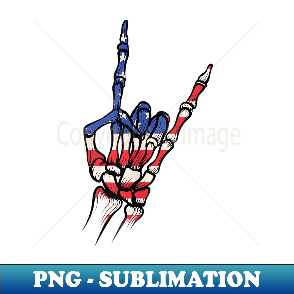 Patriotic USA Flag Skeleton Rock On Devil Horns 4th of July | Inspire ...