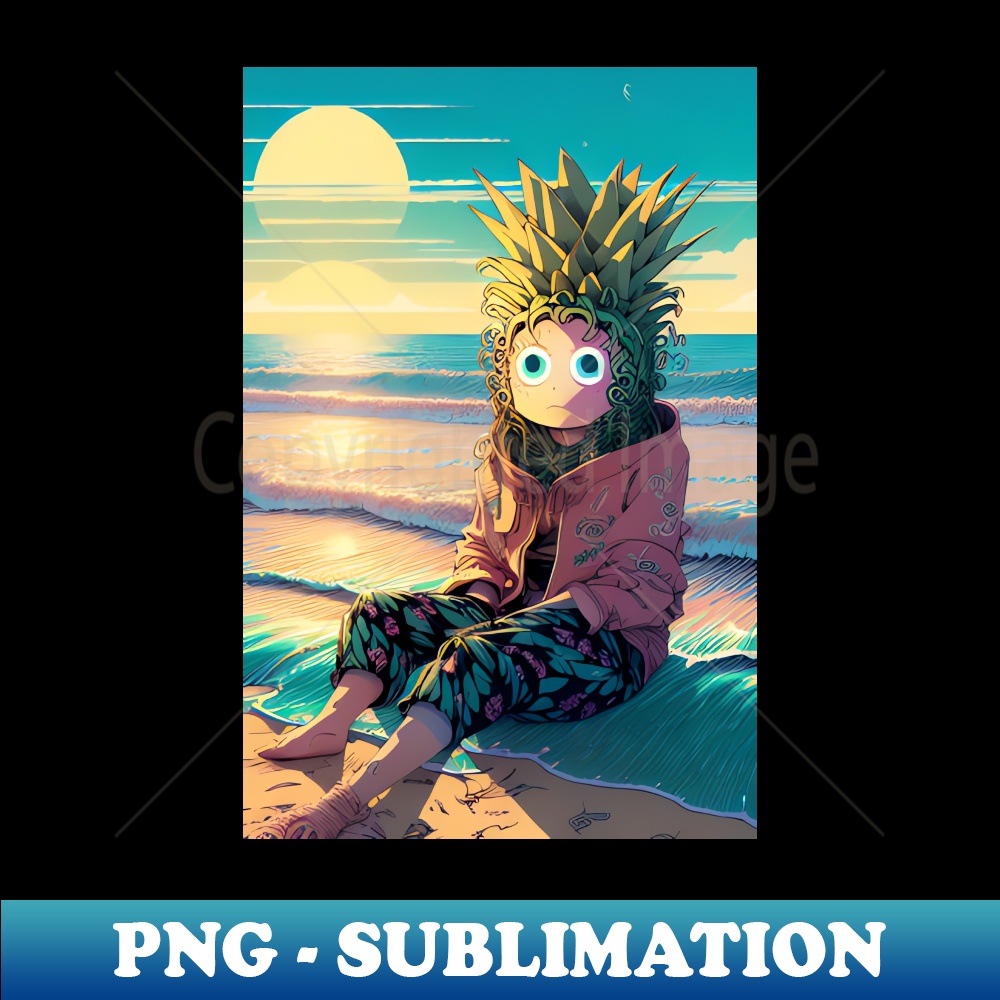pineapple man sitting on the beach - High-Resolution PNG Sub - Inspire ...