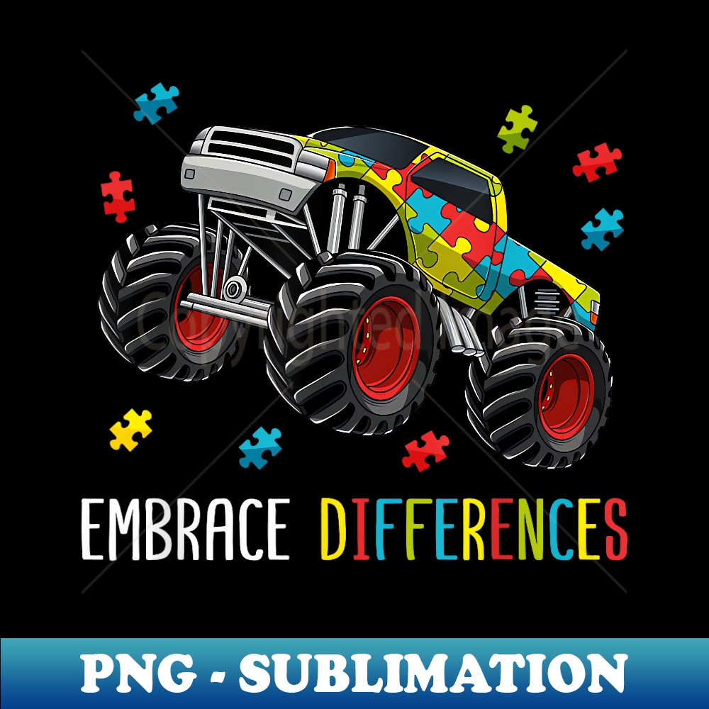 Autism Awareness Embrace Differences Monster Truck Boys - Un | Inspire ...