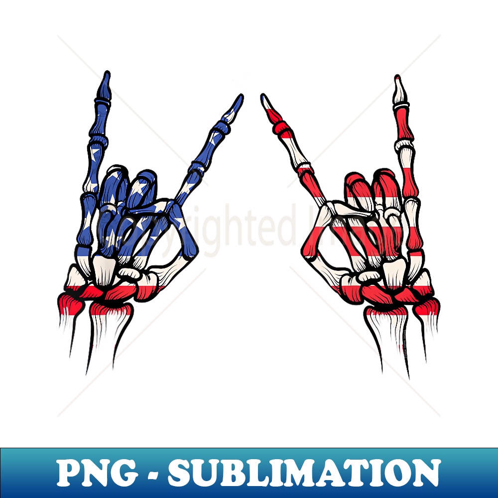 Patriotic USA Flag Skeleton Rock On Devil Horns 4th of July | Inspire ...