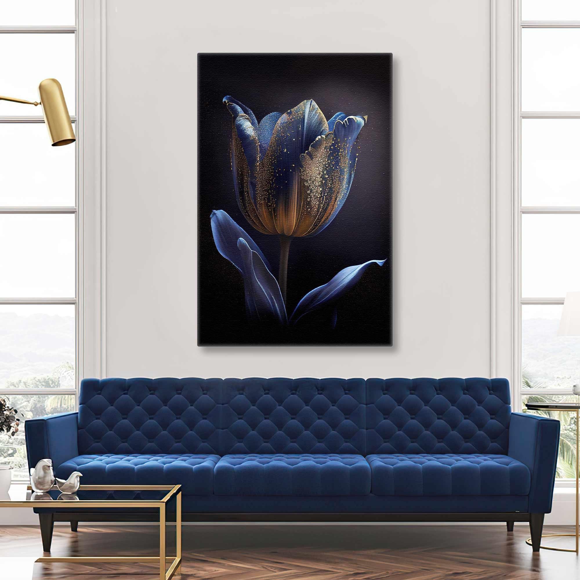 Blue Tulip Wall Art, Luxury Wall Decor, Flower Canvas Art, R | Inspire ...