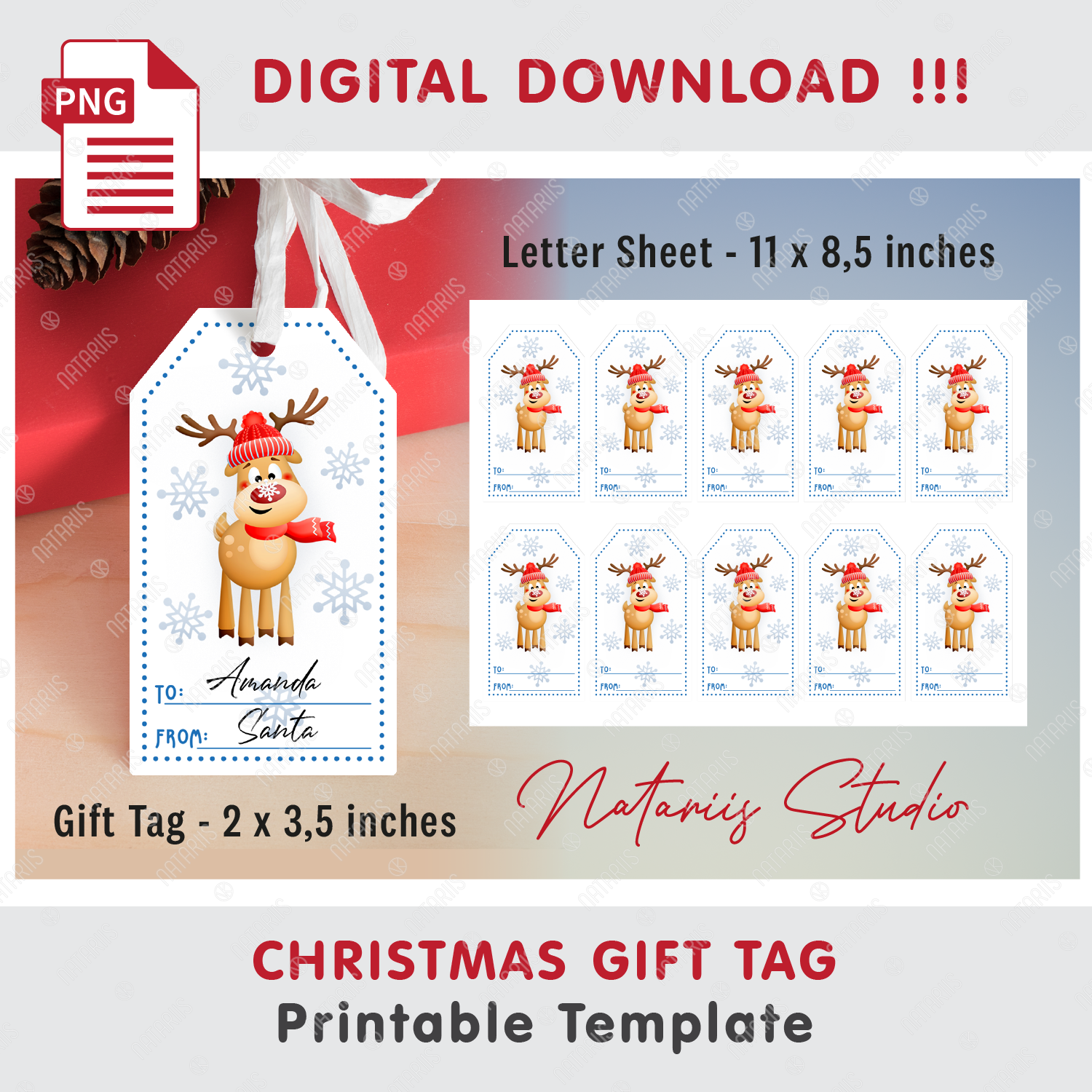 Cute Christmas Gift Tag - Printable template - Gift Tag - Inspire Uplift