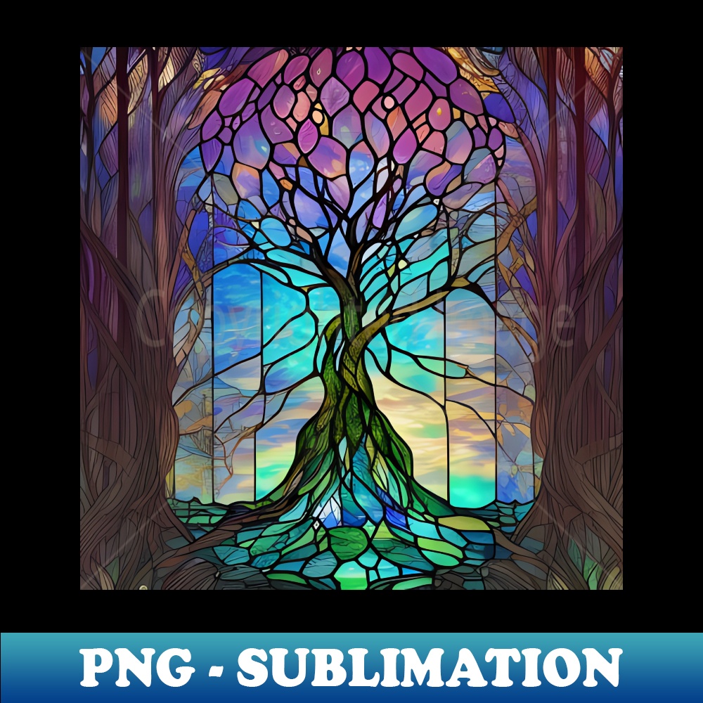 Stained Glass Tree - Elegant Sublimation PNG Download - Enha | Inspire ...
