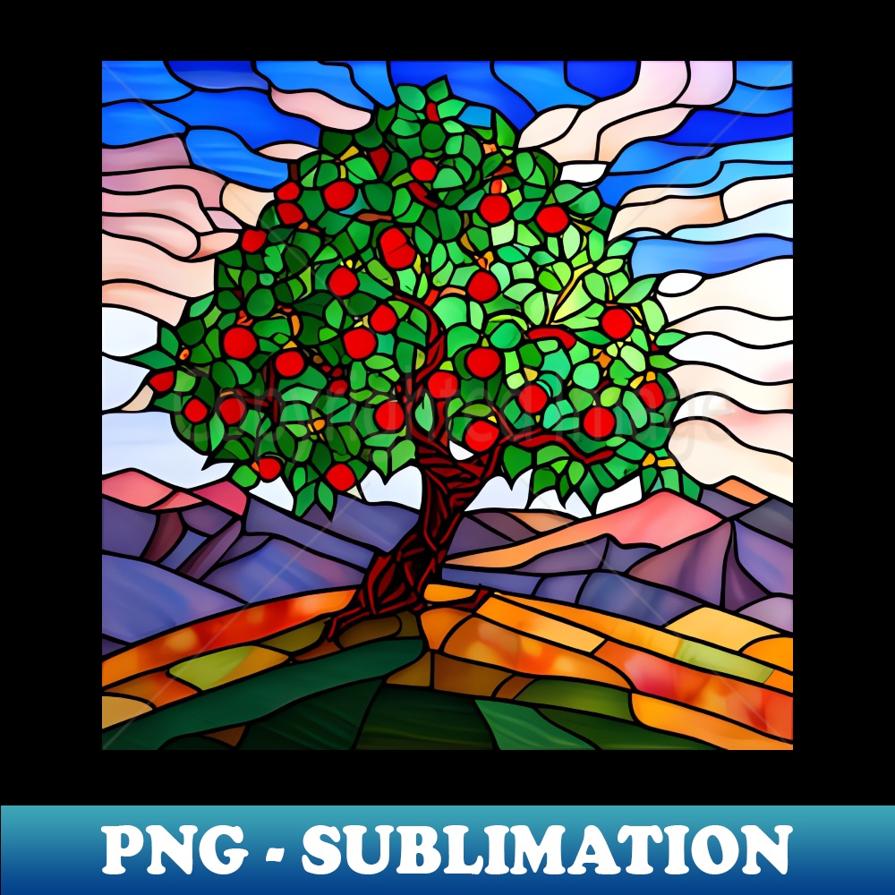 Stained Glass Apple Tree - Modern Sublimation PNG File - Boo | Inspire ...