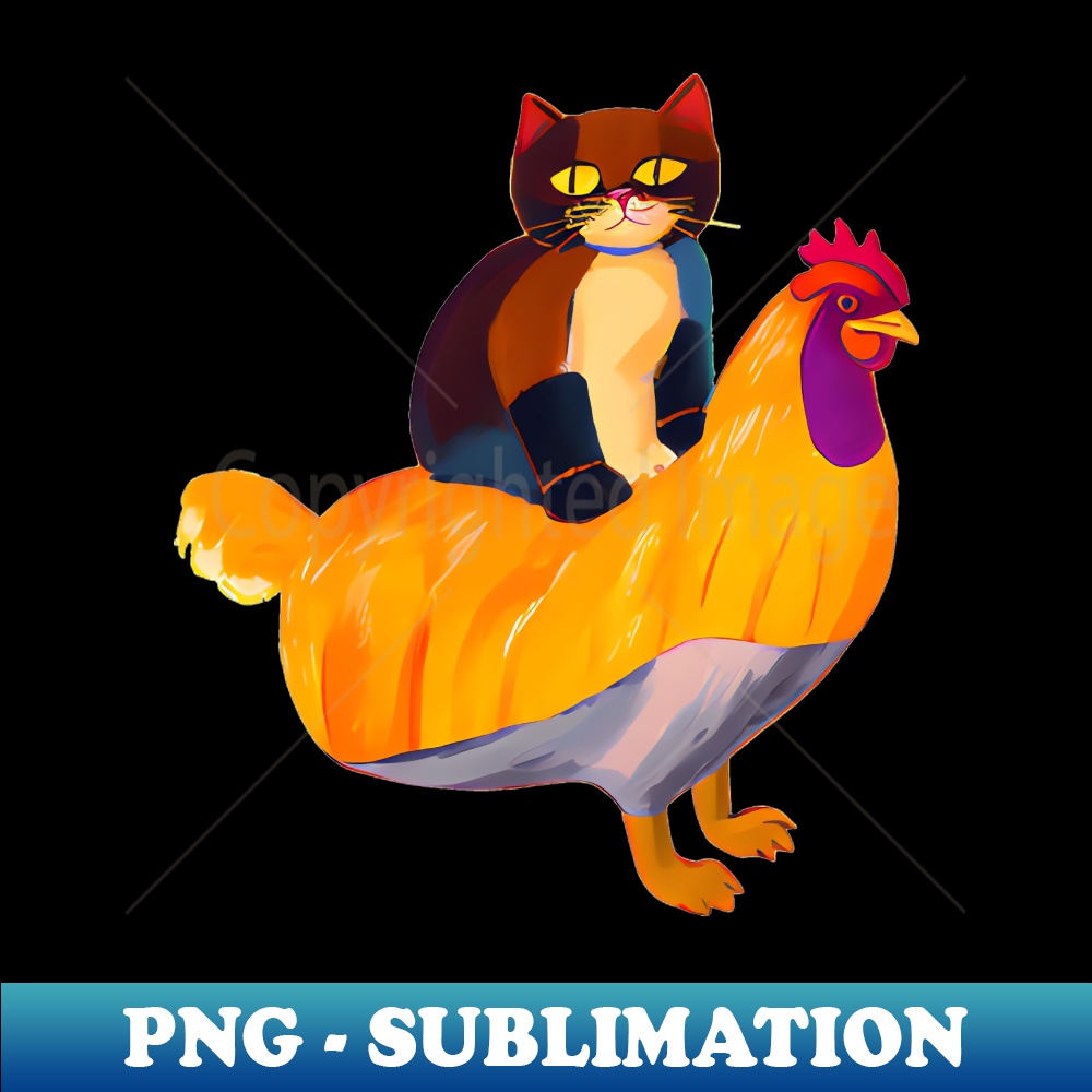 Tuxedo Cat on a Chicken T-Shirt - Instant Sublimation Digita | Inspire ...