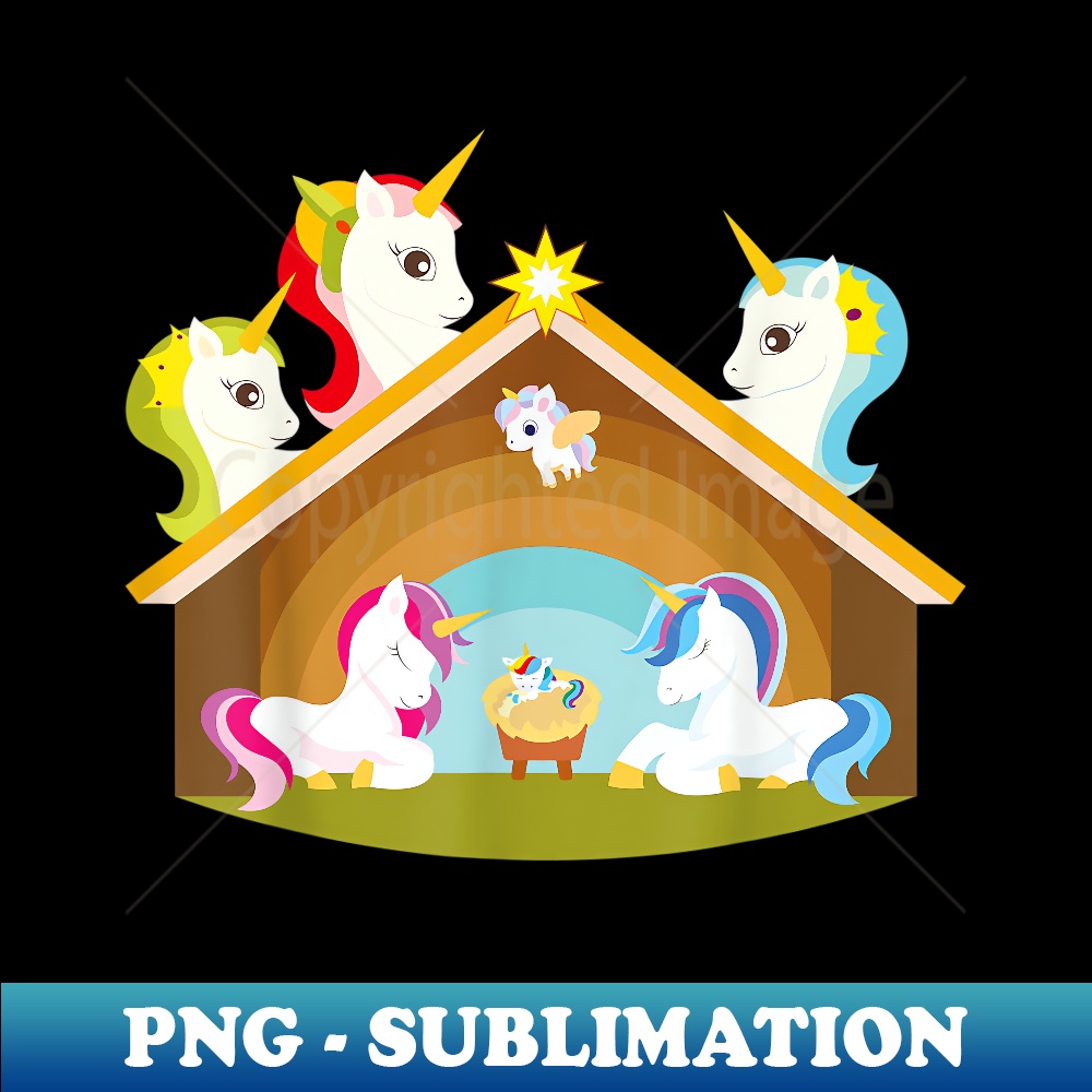 Unicorn Nativity Scene Christmas Manger Creche Cute Cartoon | Inspire ...