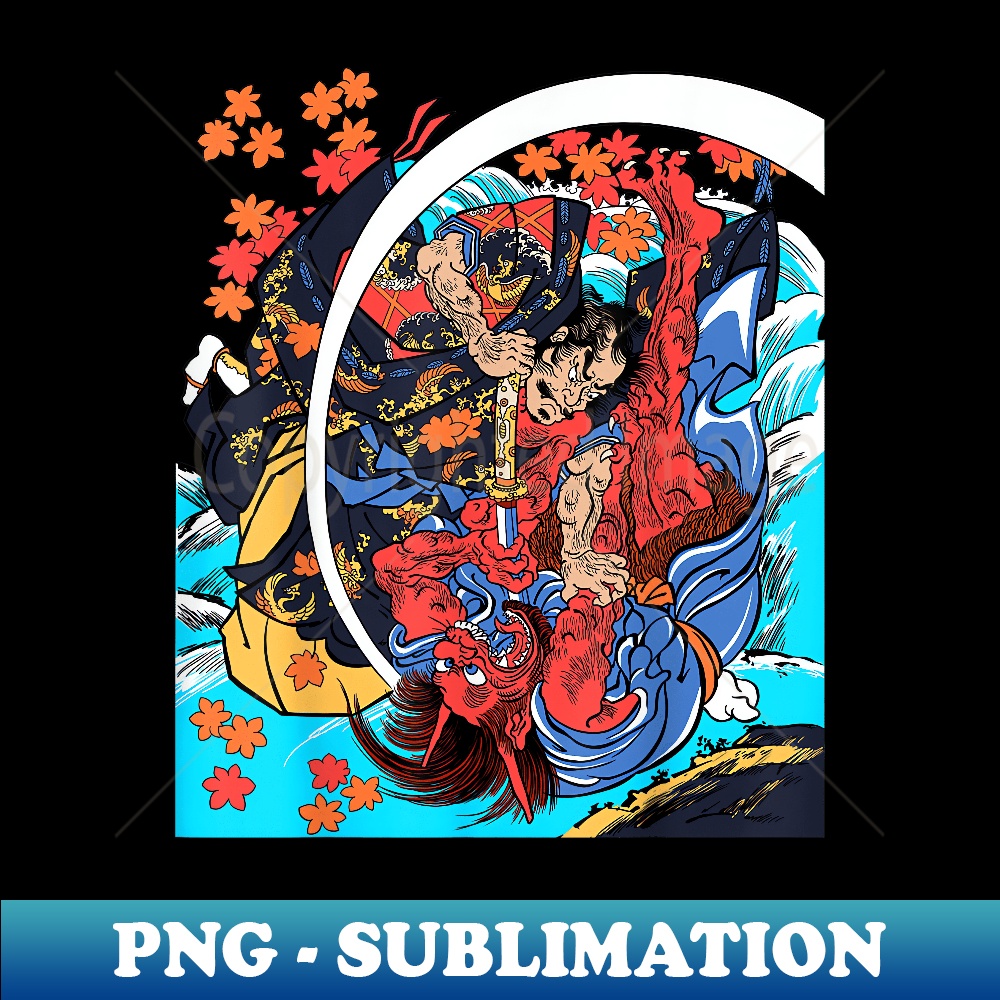 Samurai Killing Oni Ogre Monster ukiyo-e Japanese Kuniyoshi | Inspire ...