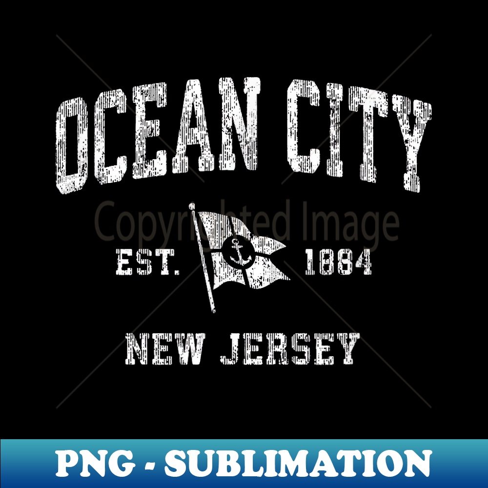 Ocean City New Jersey NJ Vintage Boat Anchor Flag Design - V | Inspire ...