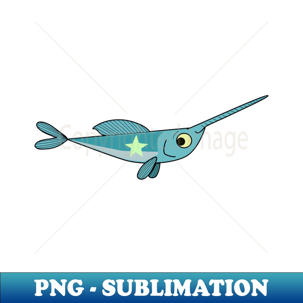 happy little swordfish with a star on its body - Modern Subl | Inspire ...