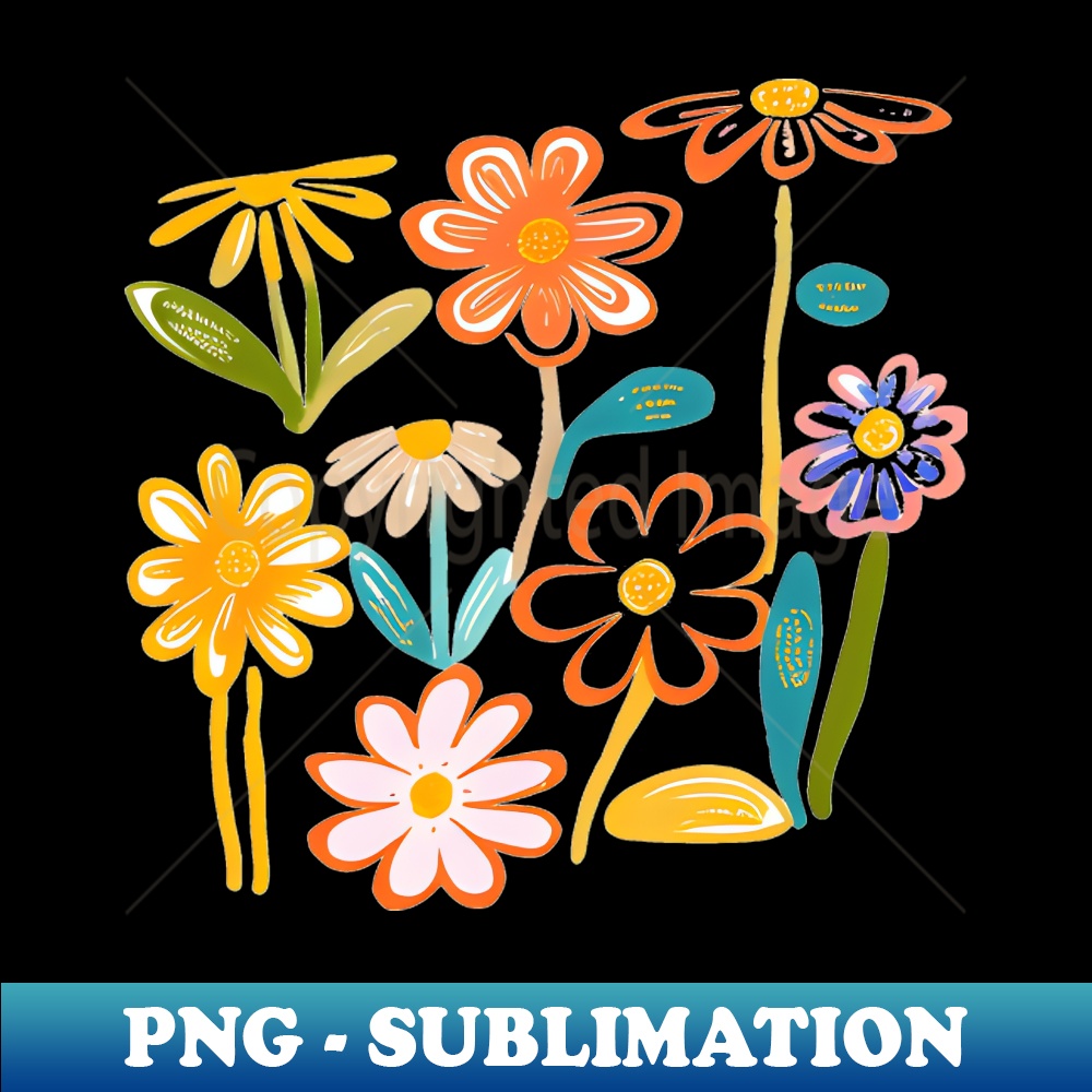 Mid Century Modern Flowers - PNG Transparent Sublimation Des | Inspire ...