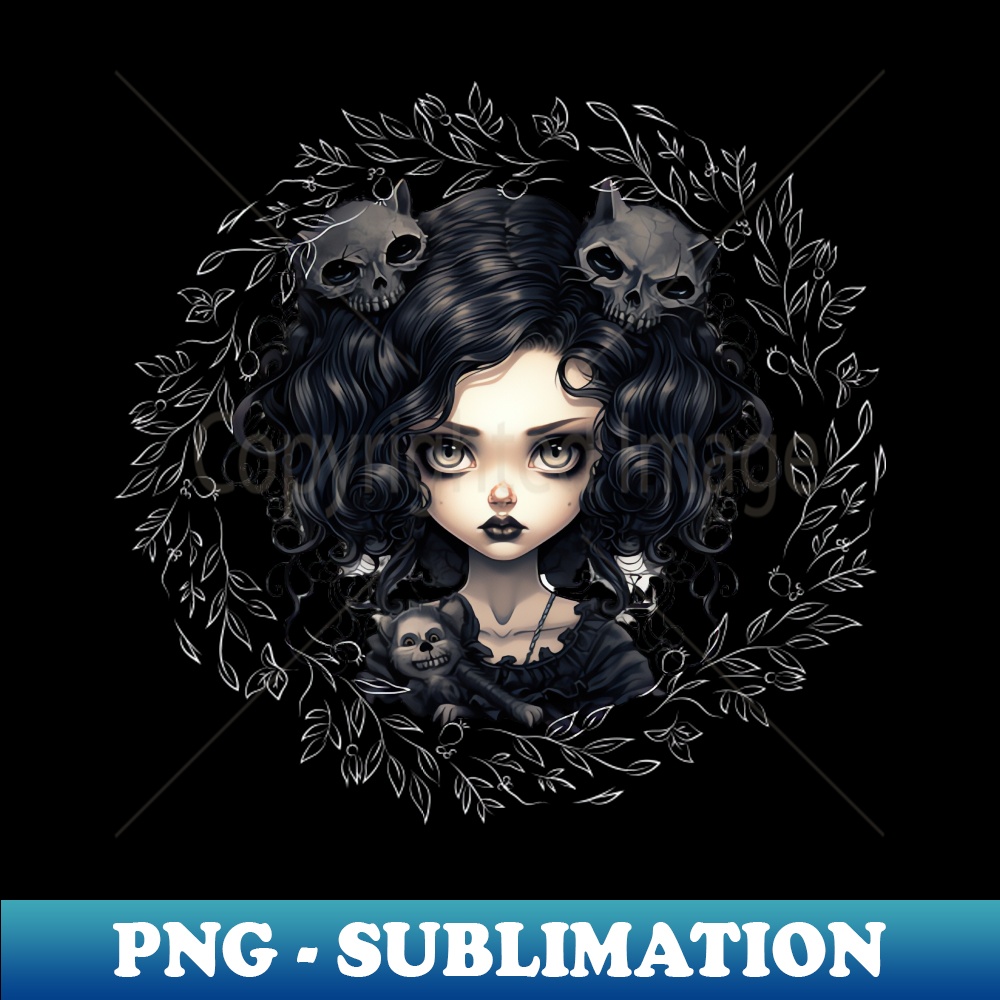 Cute goth kawaii girl tattoo aesthetic roses and skulls in g | Inspire ...