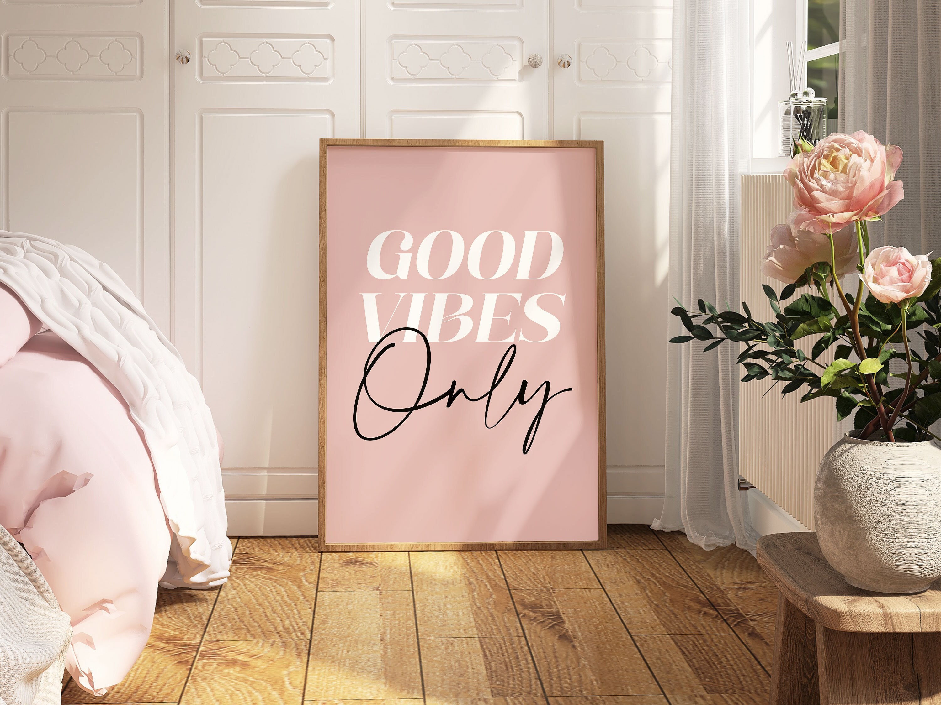 Good Vibes Only Print, Motivational Quote Poster, Pink Trend | Inspire ...