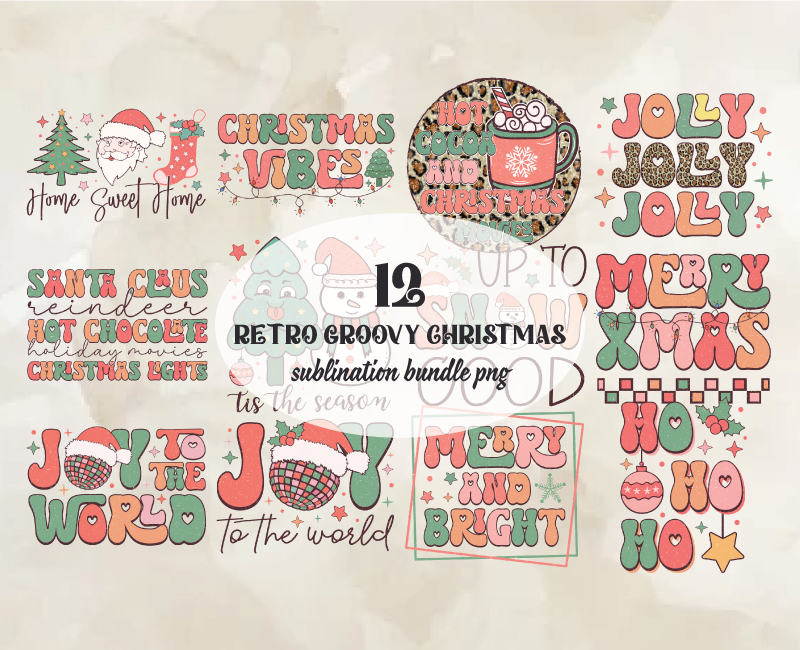 12 Retro Groovy Christmas Bundle Png, Christian Christmas Sv - Inspire ...