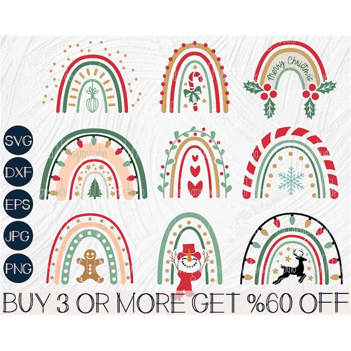 Christmas Rainbow SVG Bundle, Christmas PNG, Winter SVG, Kid - Inspire ...