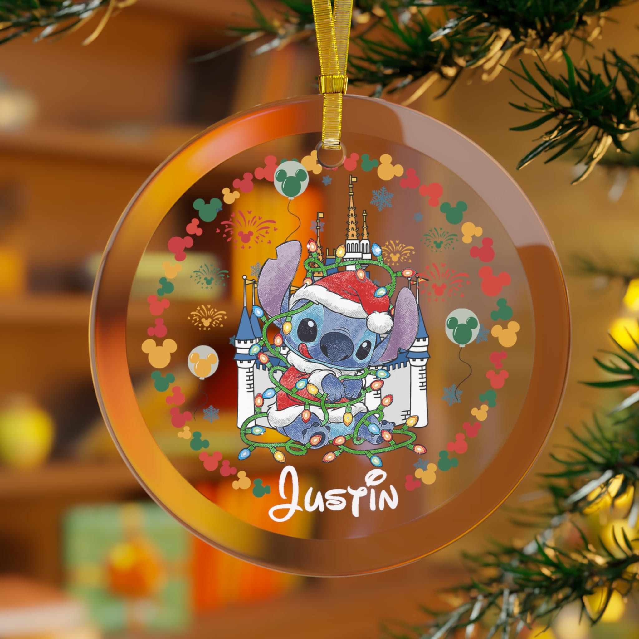 Personalized Stitch Glass Ornament, Stitch Christmas Ornamen - Inspire ...