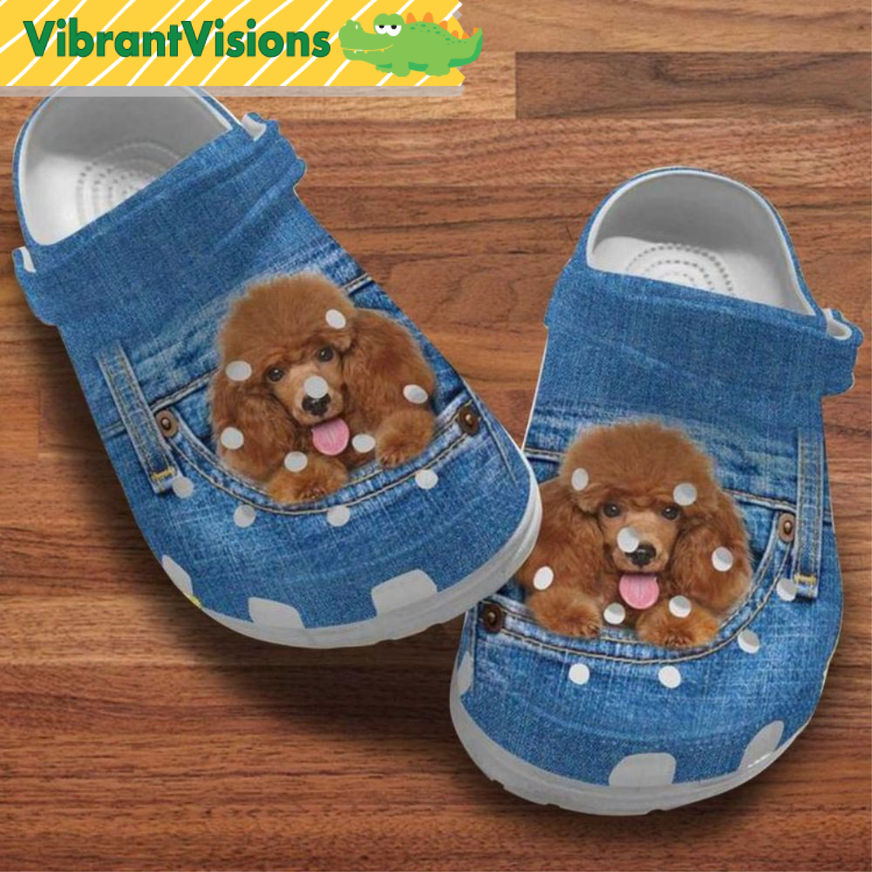 Poodle Dog Denim Pattern Crocs | Inspire Uplift