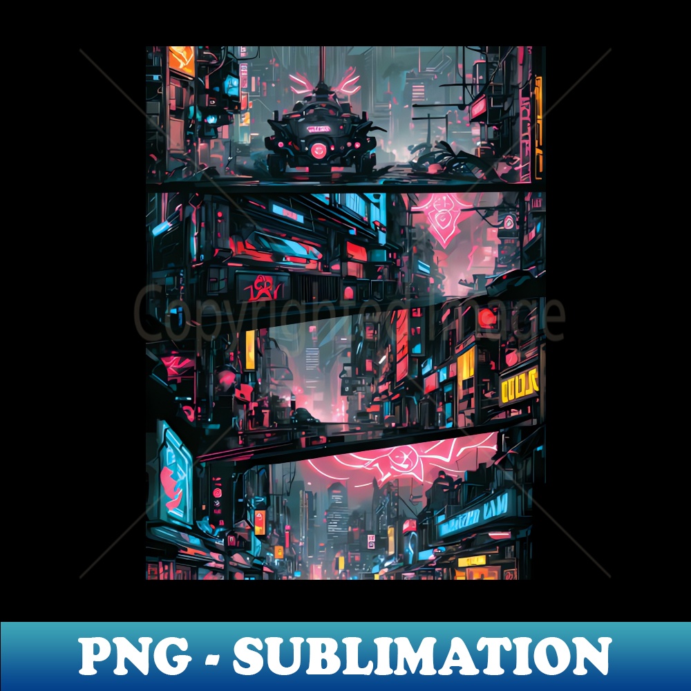 A Neon Cyberpunk Cityscape - PNG Sublimation Digital Downloa | Inspire ...