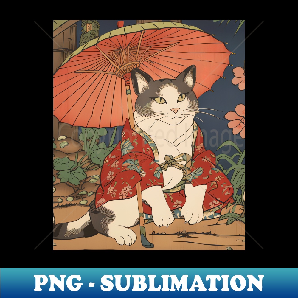 Kawaii Geisha cat vintage japanese art - Decorative Sublimat | Inspire ...