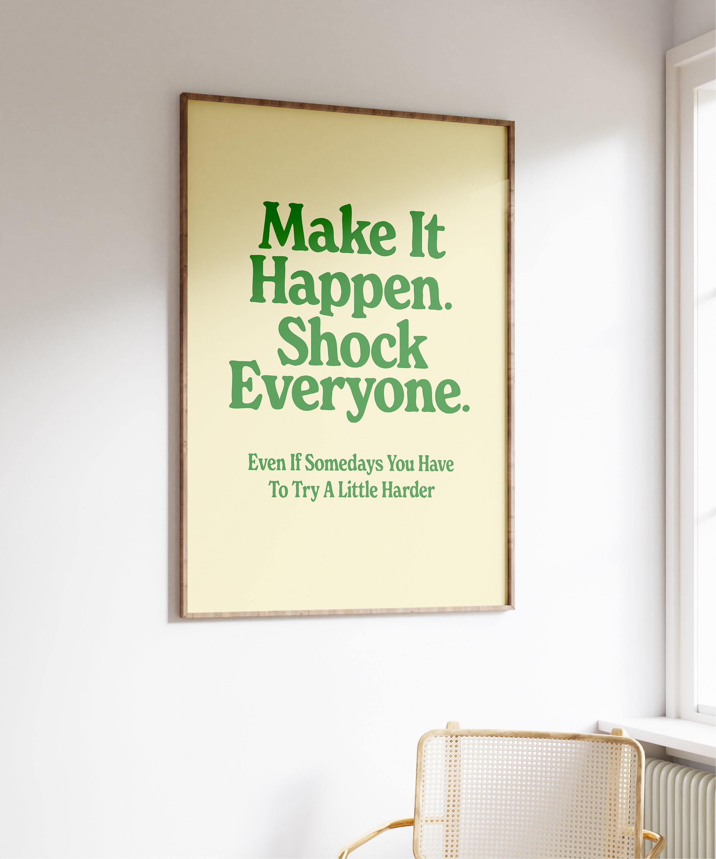 Make It Happen Quote, Motivation Retro Print, Printable wall - Inspire ...