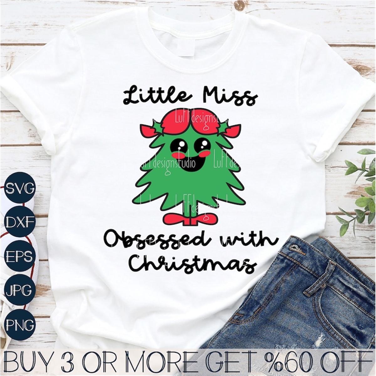 Girl Christmas SVG, Cute Christmas Tree SVG, Little Miss Obs - Inspire ...