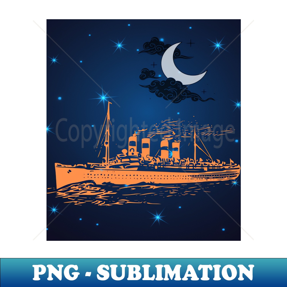 The titanic under d night sky - Retro PNG Sublimation Digita - Inspire ...