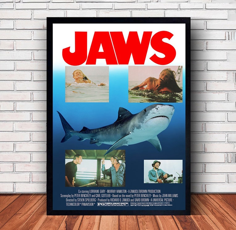 Jaws Movie Poster Canvas Wall Art Family Decor, Home Decor,F | Inspire ...