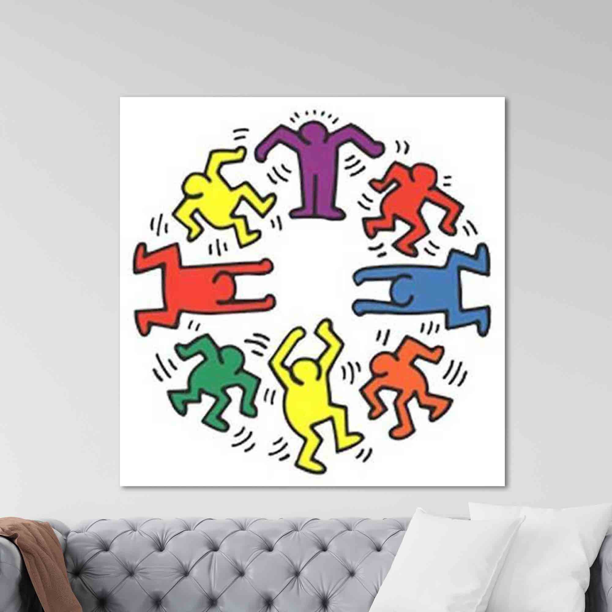 Wall art Keith Haring Artwork, Cheerful People Printed, Col | Inspire ...
