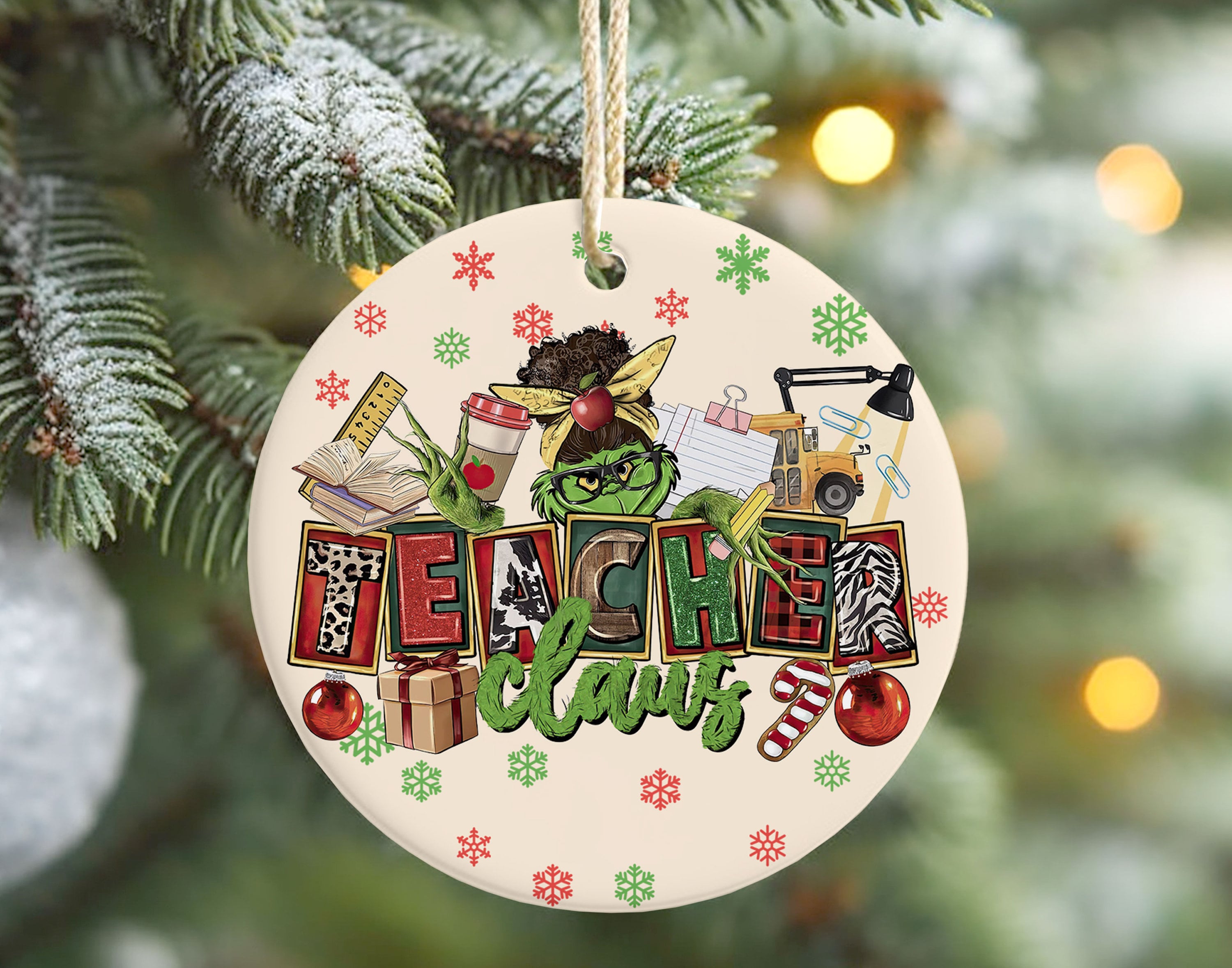 Teacher Claus Christmas Ornament, Merry Christmas Teacher Gr | Inspire ...