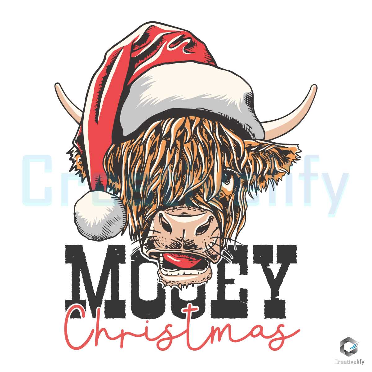 Free Mooey Christmas Cow SVG Western Vintage Digital Files - Inspire Uplift