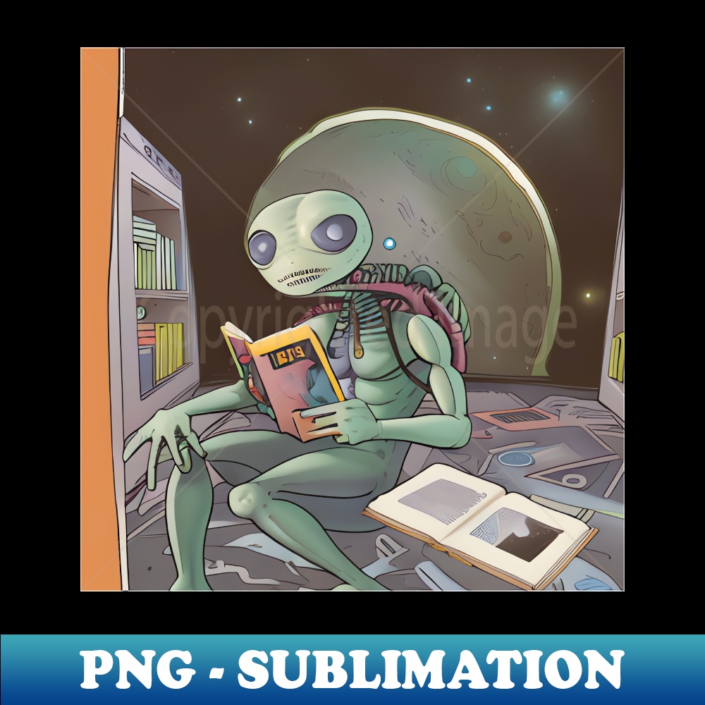 Believe in Yourself Funny an Alien reading a Book - Digital | Inspire ...
