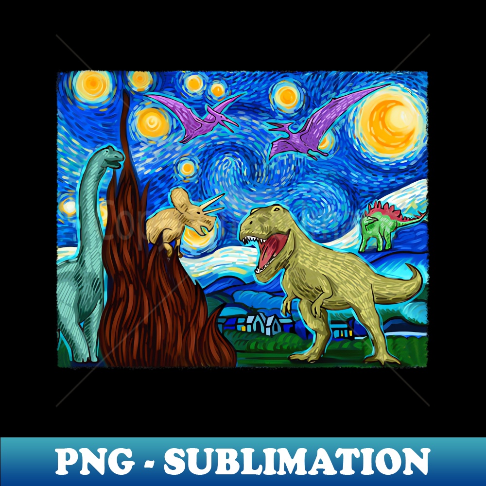 Dinosaur Starry Night Dinosaurs Funny Dinosaur Lover - PNG T | Inspire ...