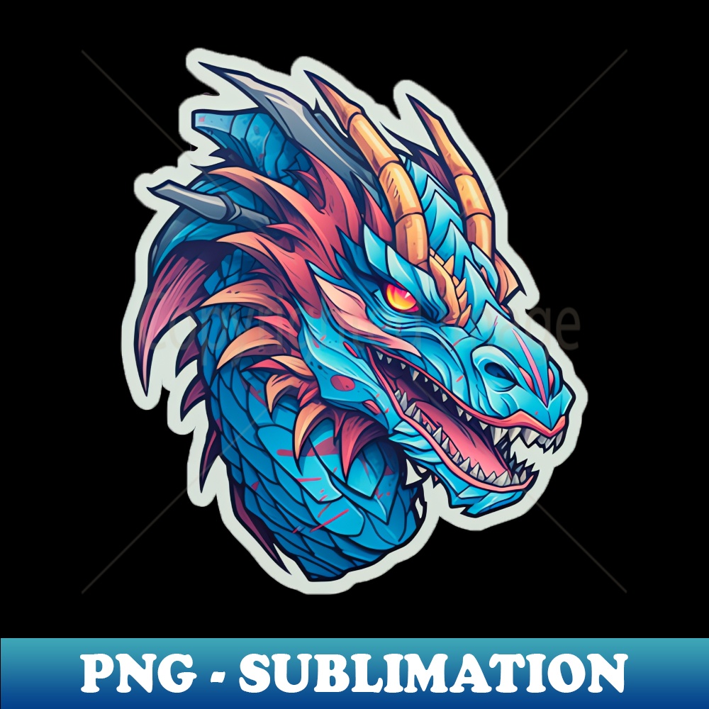 blue dragon with sky blue scales - Retro PNG Sublimation Dig | Inspire ...