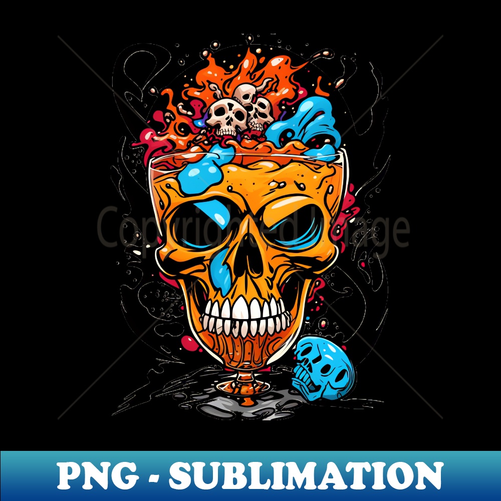 Drinking to death skull splashing drink out of liquor glass | Inspire ...