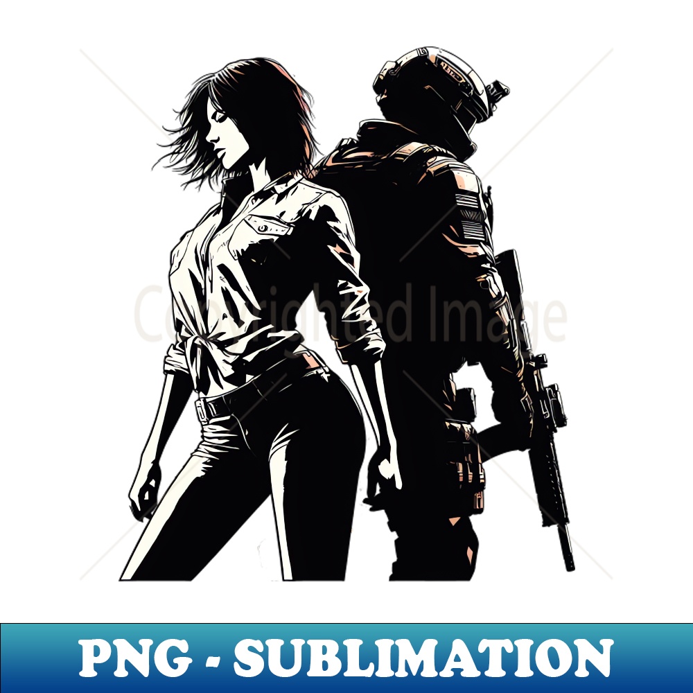 Unity in Courage Woman and Soldier Back to Back - Premium PN | Inspire ...