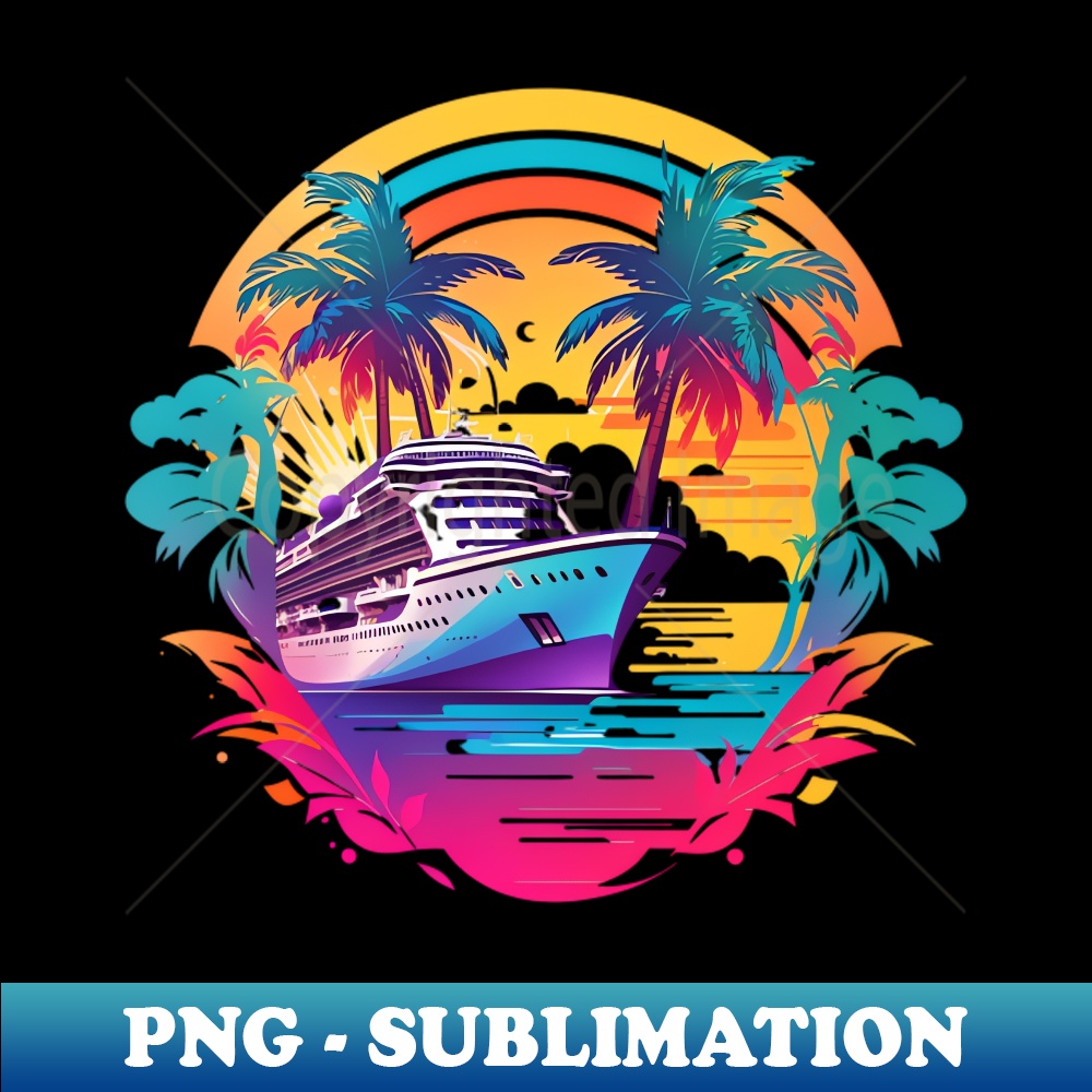 Cruise ship among palms retro design - Trendy Sublimation Di | Inspire ...