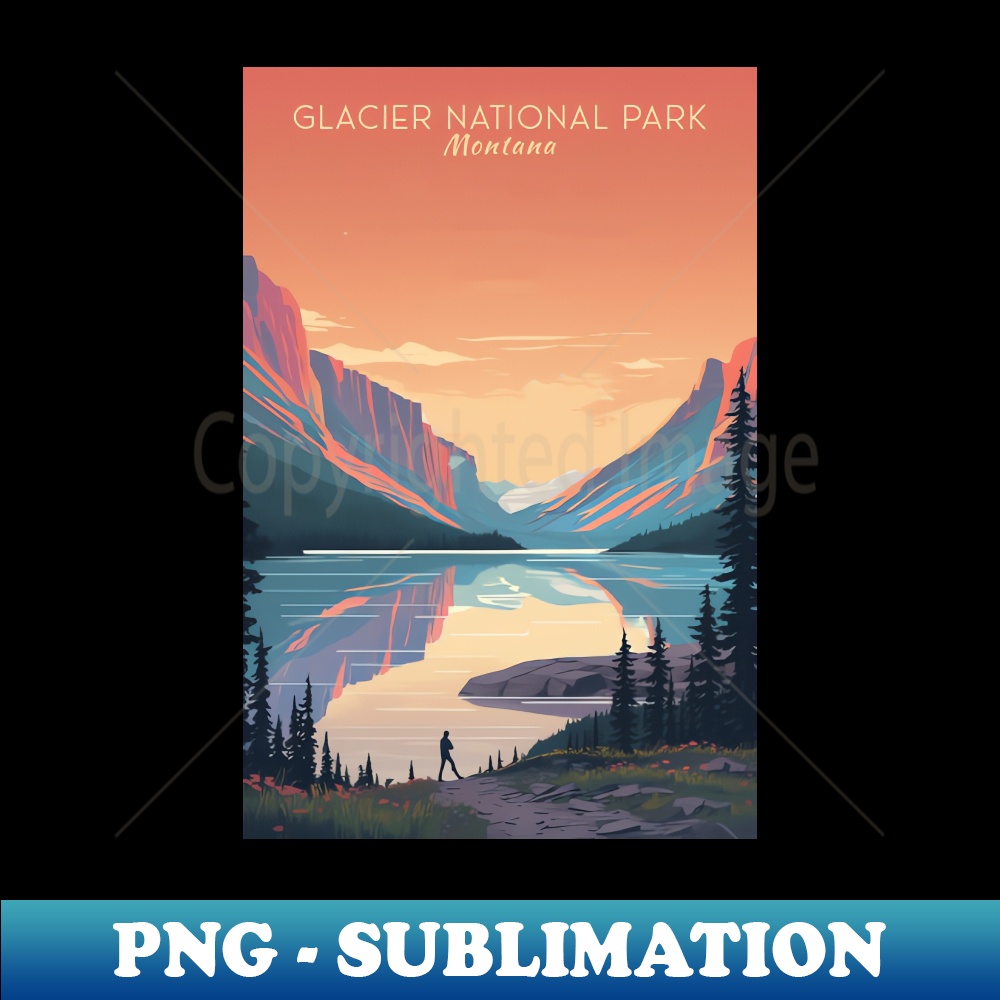 Glacier National Park Travel Poster - Unique Sublimation PNG | Inspire ...