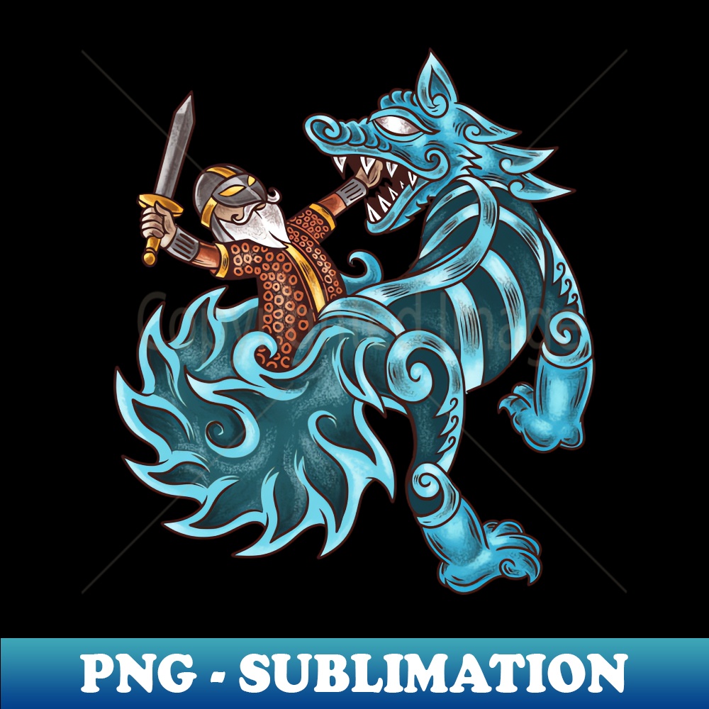 Viking Deities Tyr And Fenrir Artistic Sublimation Digit Inspire Uplift