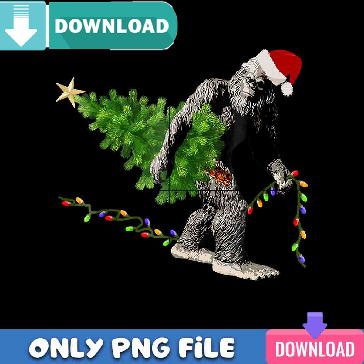 Bigfoot Sasquatch Carrying Christmas Tree PNG Best Files | Inspire Uplift