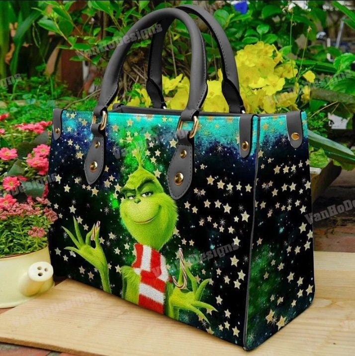 Grinch Christmas Leather Handbag, Grinch Bags And Purses, Gr | Inspire ...