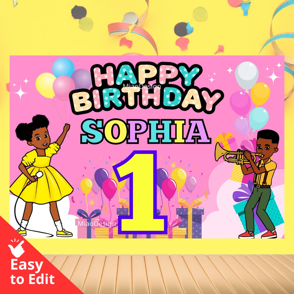 Gracie's Corner Birthday Backdrop Banner Template Editable D | Inspire ...