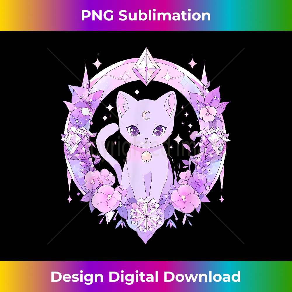 Cute Witchy Cat Moon Crystal Flower Purple Pastel Goth Cat - | Inspire ...