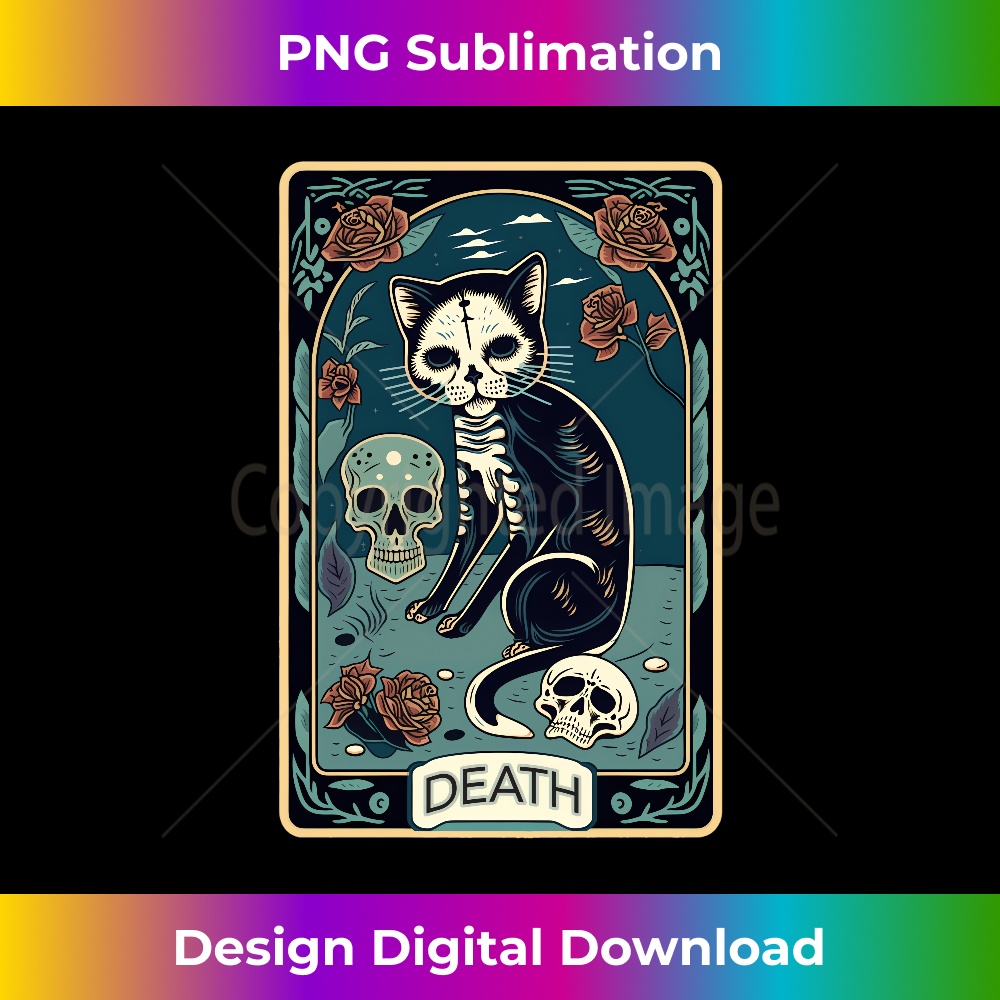 Death Cat Tarot Card Graphic for Tarot Cat Lovers T- Long Sl | Inspire ...