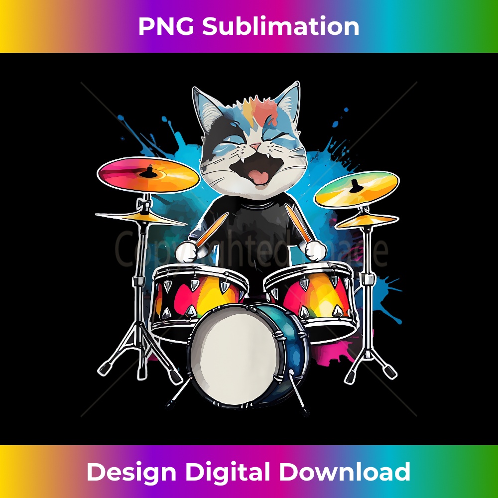Funny Drummer Cat Playing Drums, A Colorful Kitten Drumming | Inspire ...