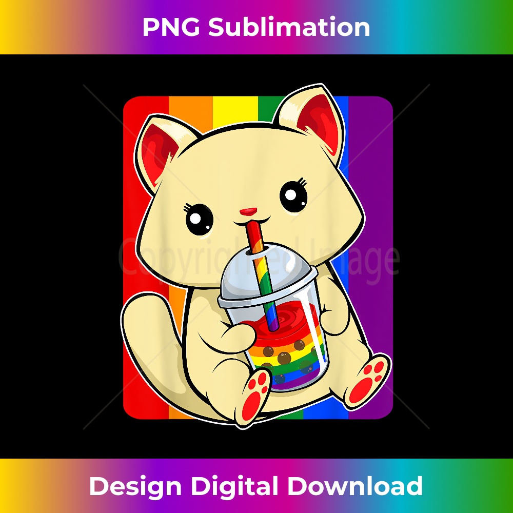 Cat Drinking Boba LGBT-Q Cute Kawaii KittenGay Pride Rainbow | Inspire ...
