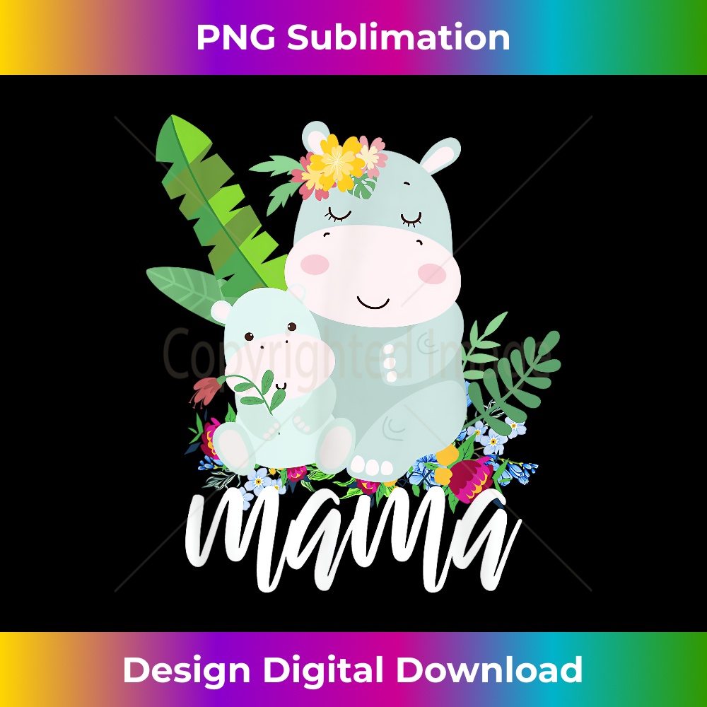 Floral Hippo Mom & Baby Mama Animal Mother's Day Hippo Lover | Inspire ...