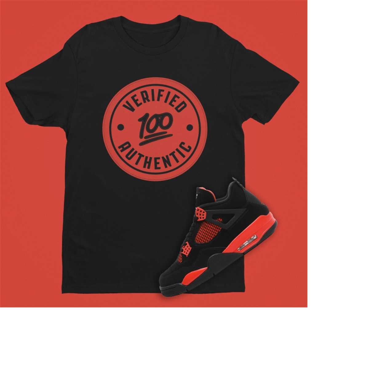 Air Jordan 4 Red Thunder Verified Authentic Short-Sleeve Uni | Inspire ...