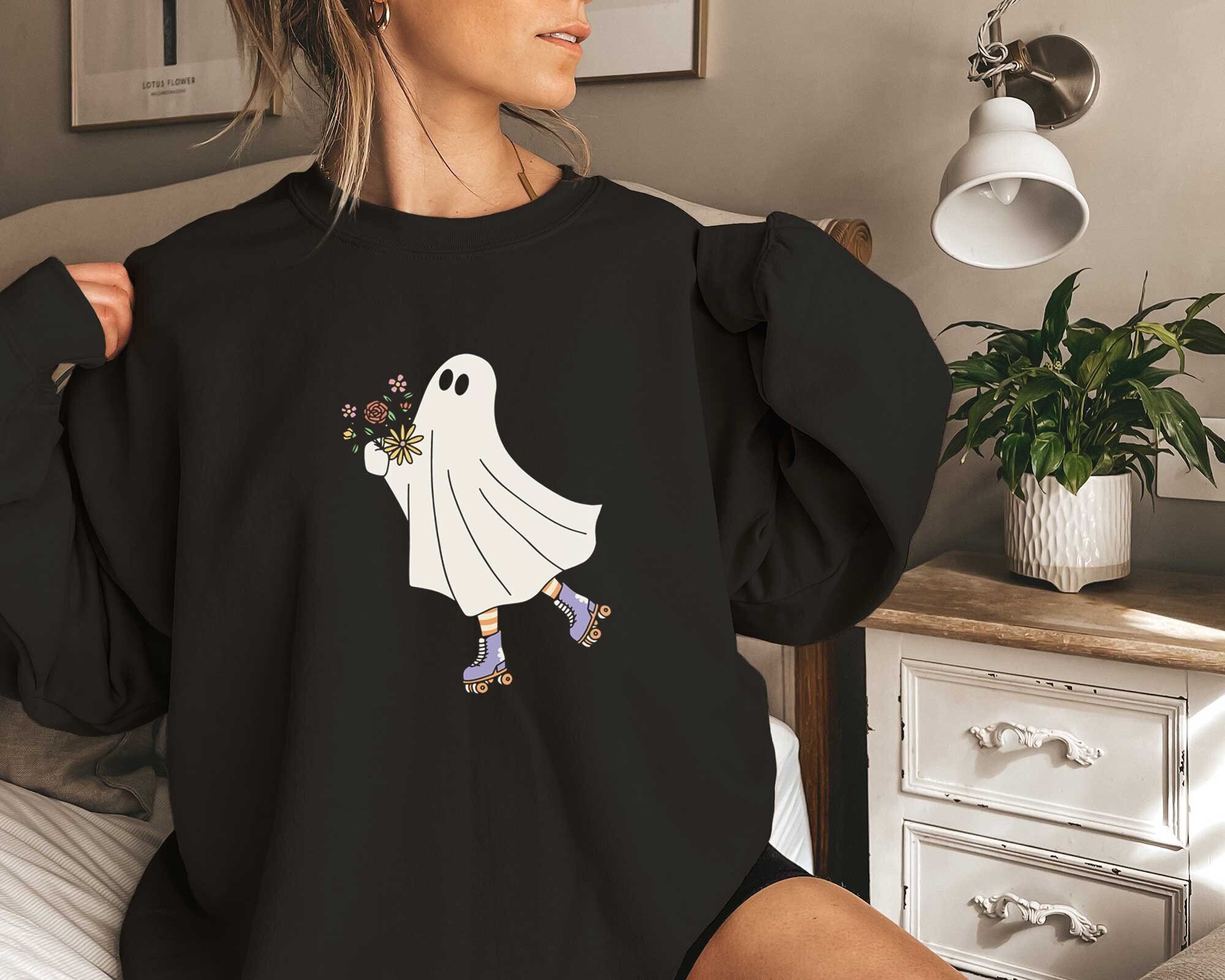 Skater Ghost SweatShirt Halloween Party SweatShirt Hallowe - Inspire Uplift
